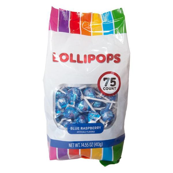 Lollipops – Blue Raspberry – 75 Count Bag | Economy Candy